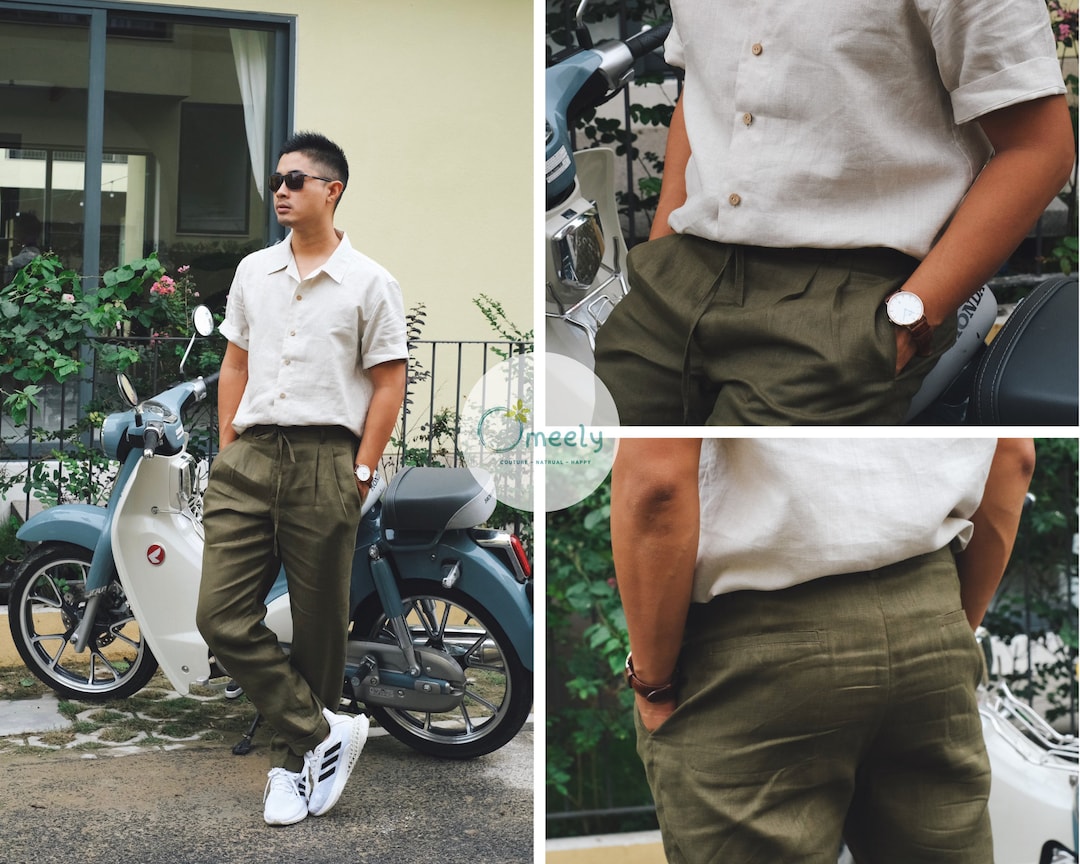 White Linen Shirt Men Flax Shirt Men Short Sleeve Shirt Men Men Shirt ...