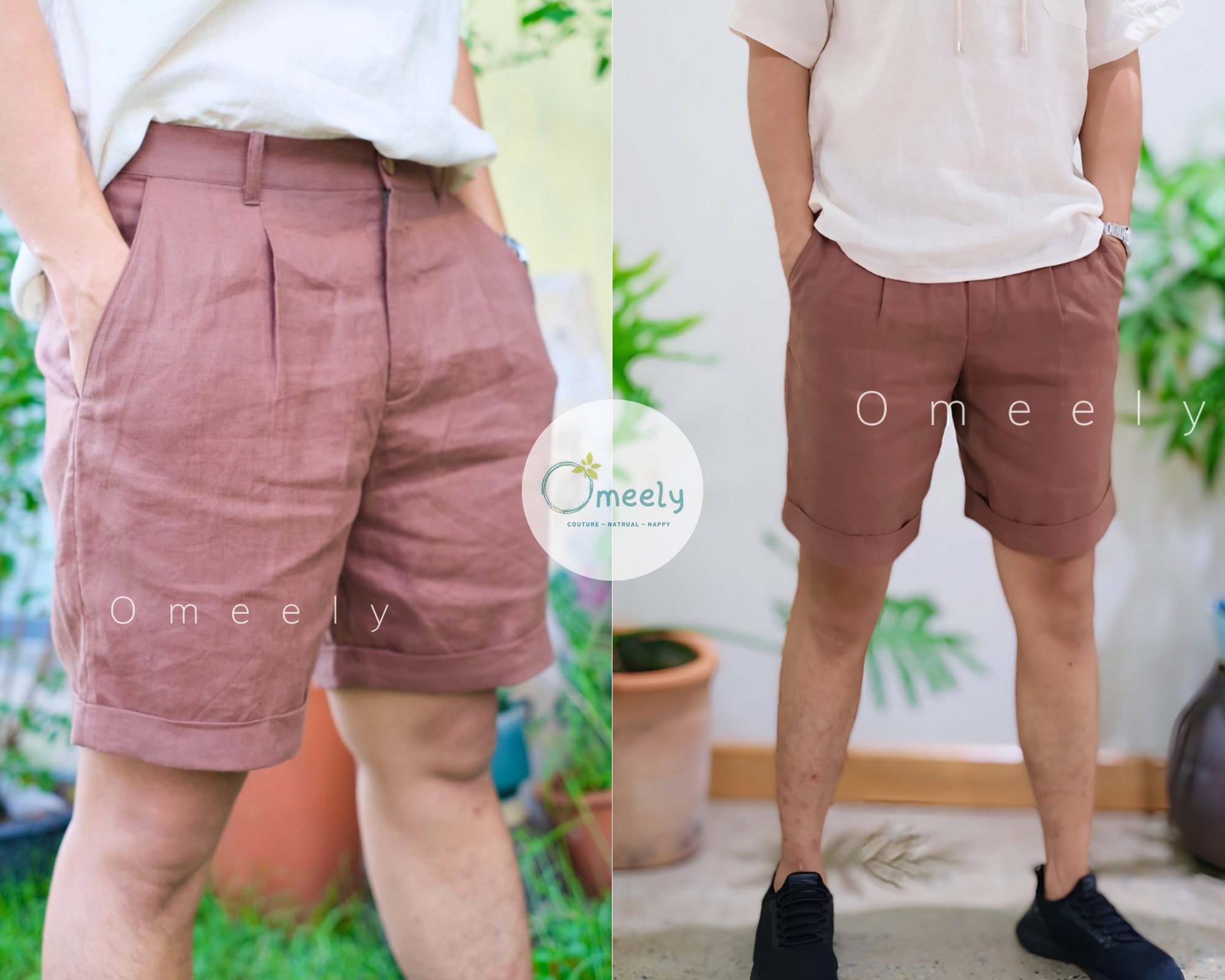Men's Linen Pants Summer Shorts Minimalist Shorts With Pleats Linen ...