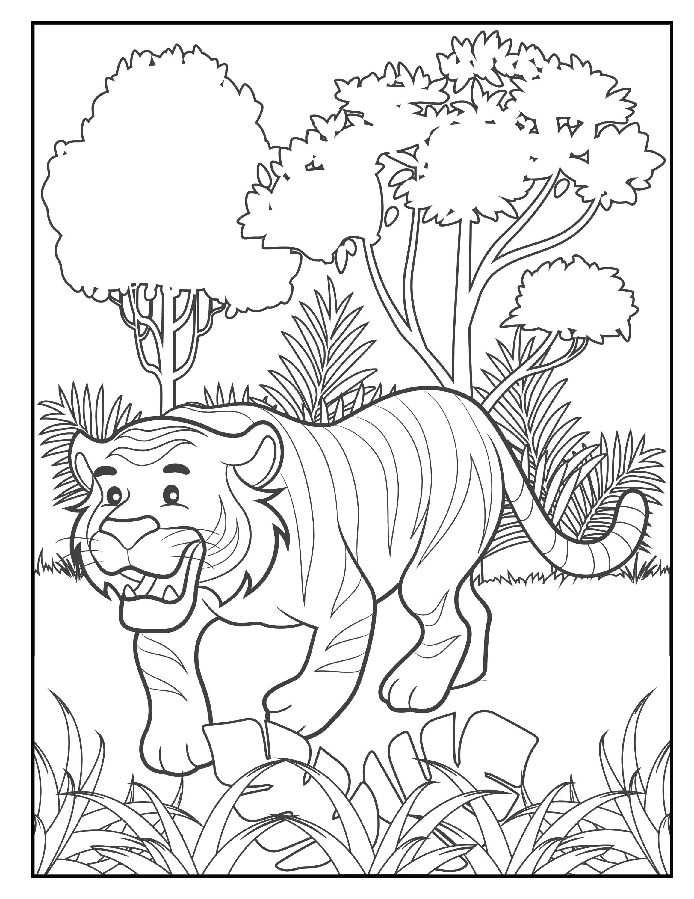 Tiger Coloring Page - Etsy