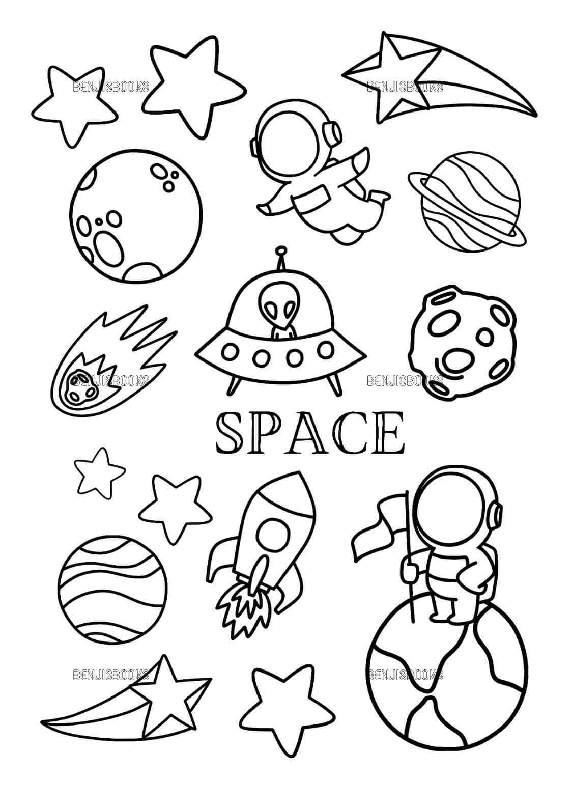 Space Coloring Page - Etsy
