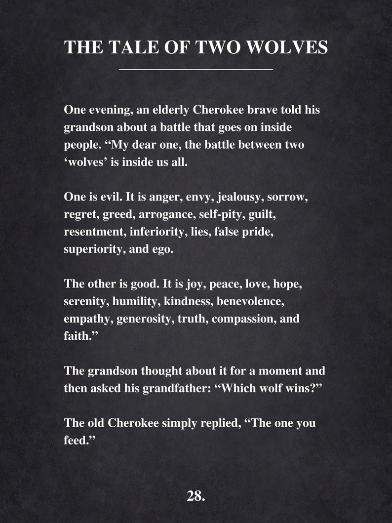 Tale of Two Wolves Book Page Sign Cherokee Legend - Etsy