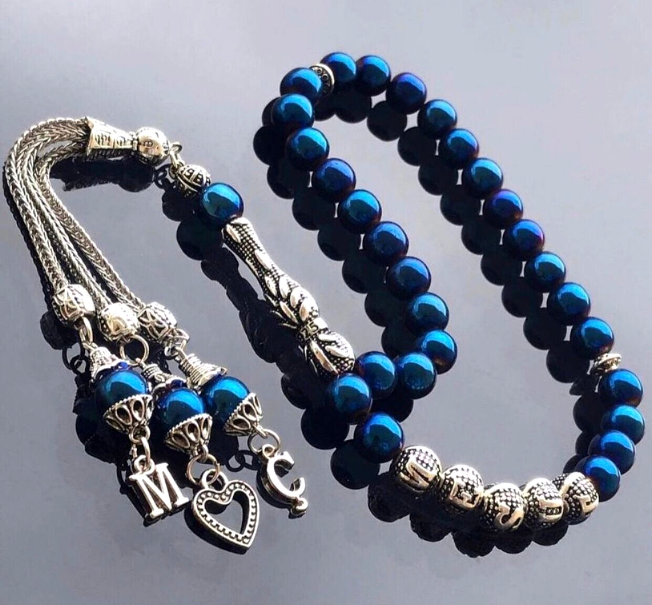 Personalized Hematite Tasbih Handmade Tasbeeh Islamic Prayer 33 Beads ...