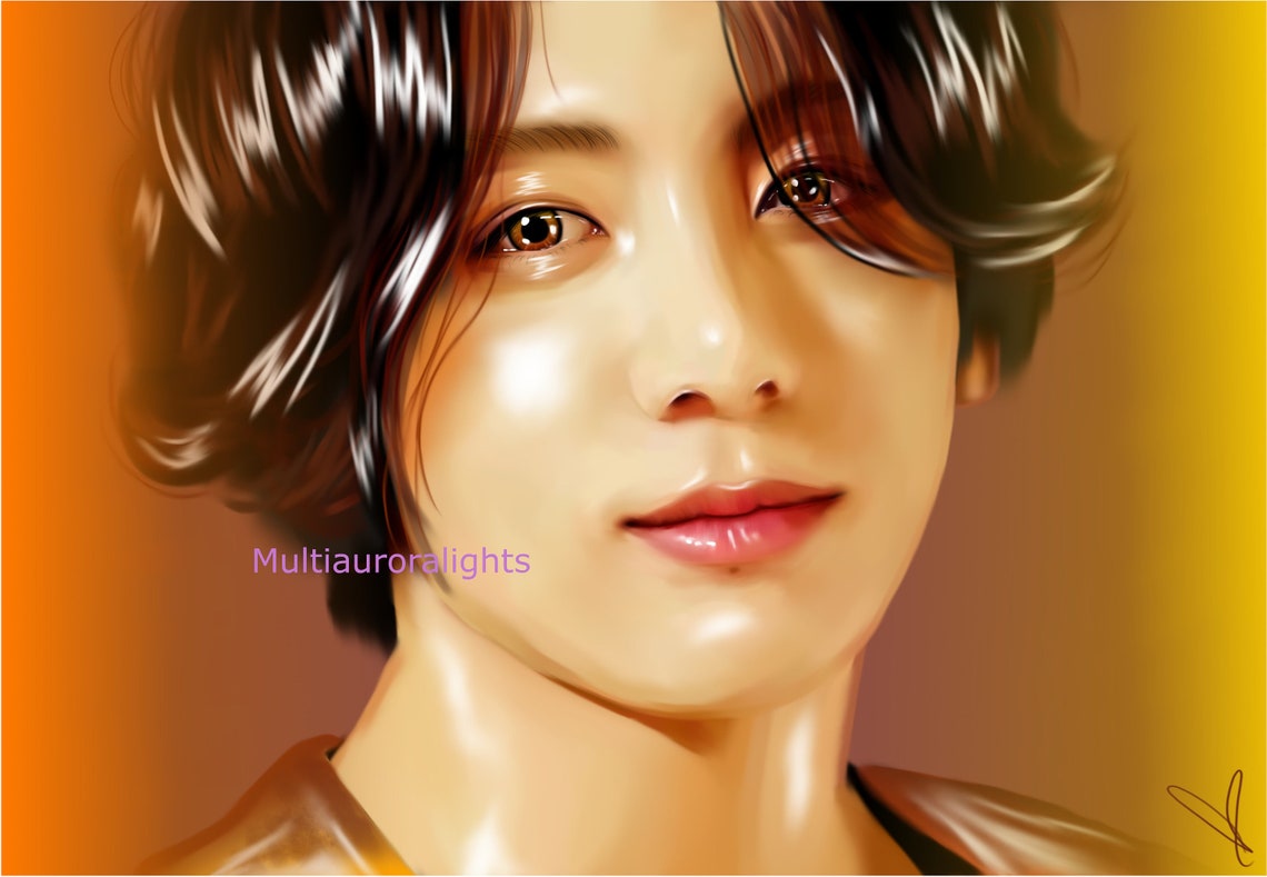 Jungkook From Bts Original K Pop Fanart Print Etsy