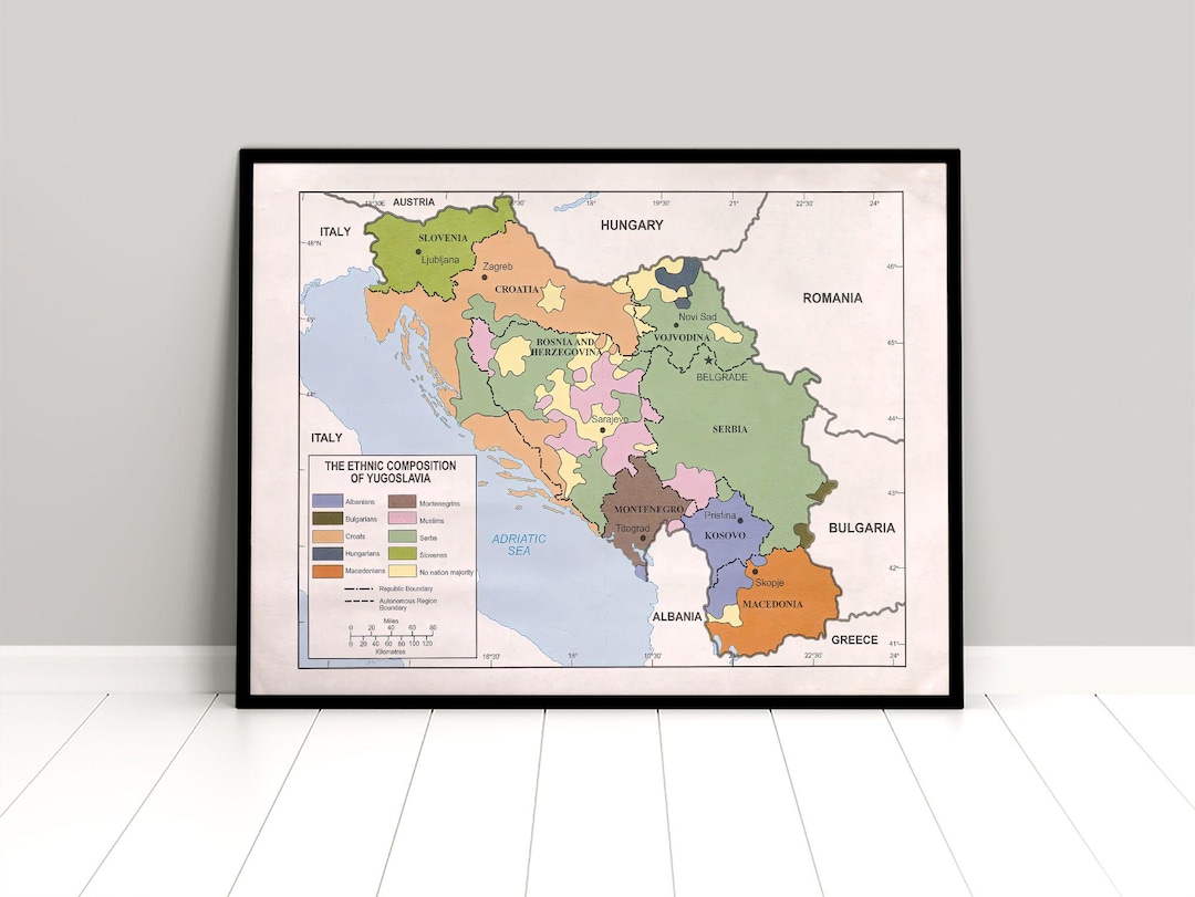 1991 Map of Yugoslavia Ethnicities / Peoples / Ethnic Groups / Balkan ...