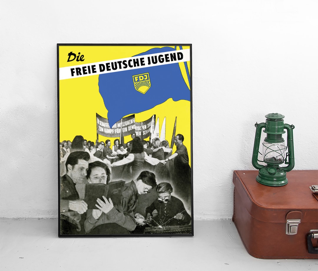 GDR Propaganda Poster FDJ Free German Youth DDR Eastern Germany Print ...