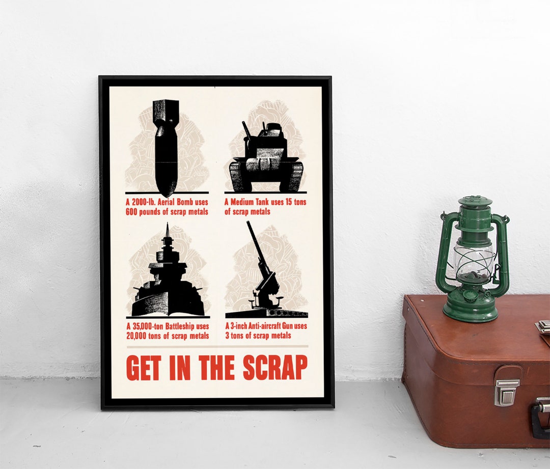 WWII Propaganda Poster: "get in the Scrap" USA - Patriotic Wall Art - Etsy