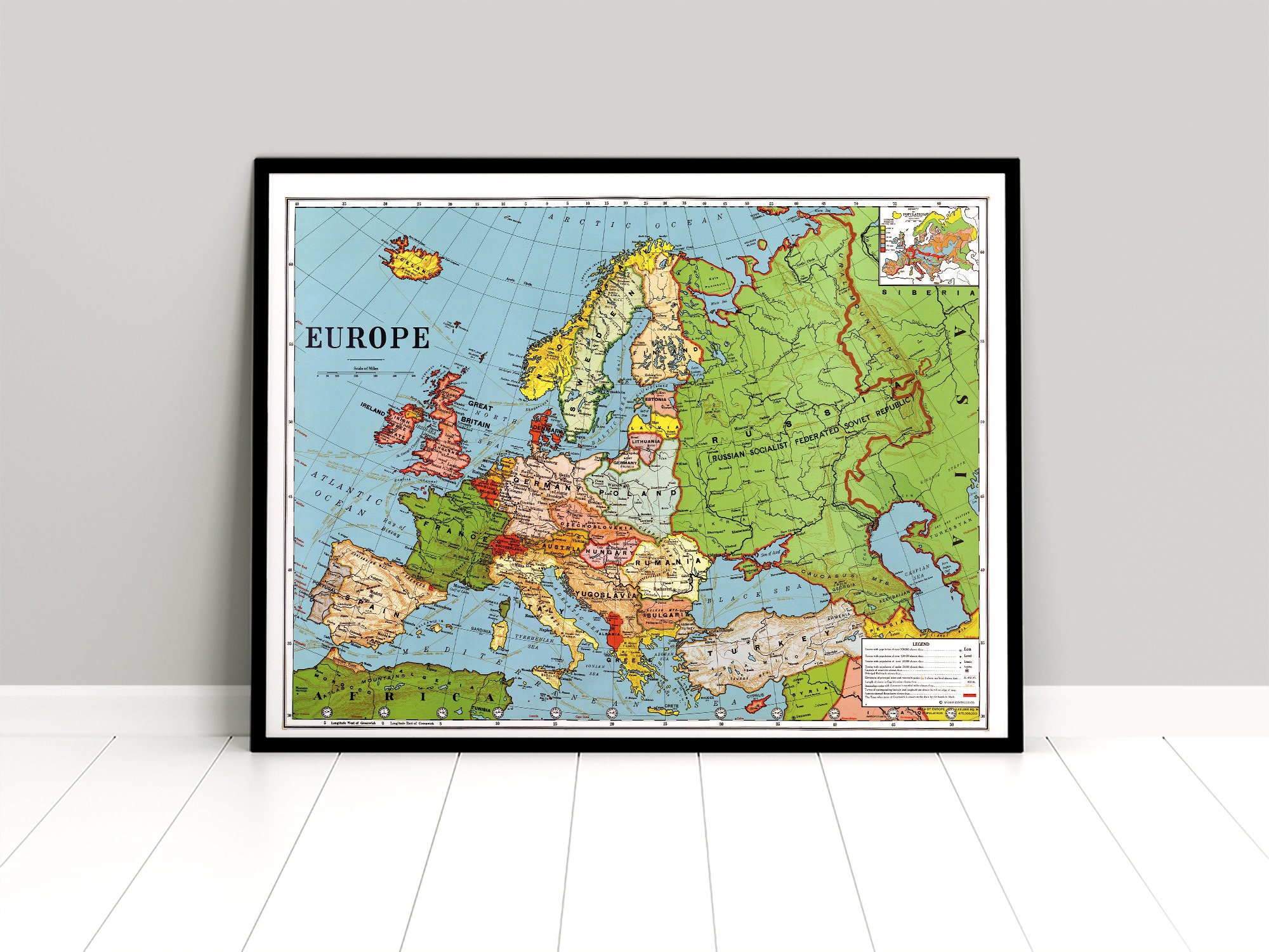 Historic Map of Europe year 1923 / Interwar Period / World - Etsy