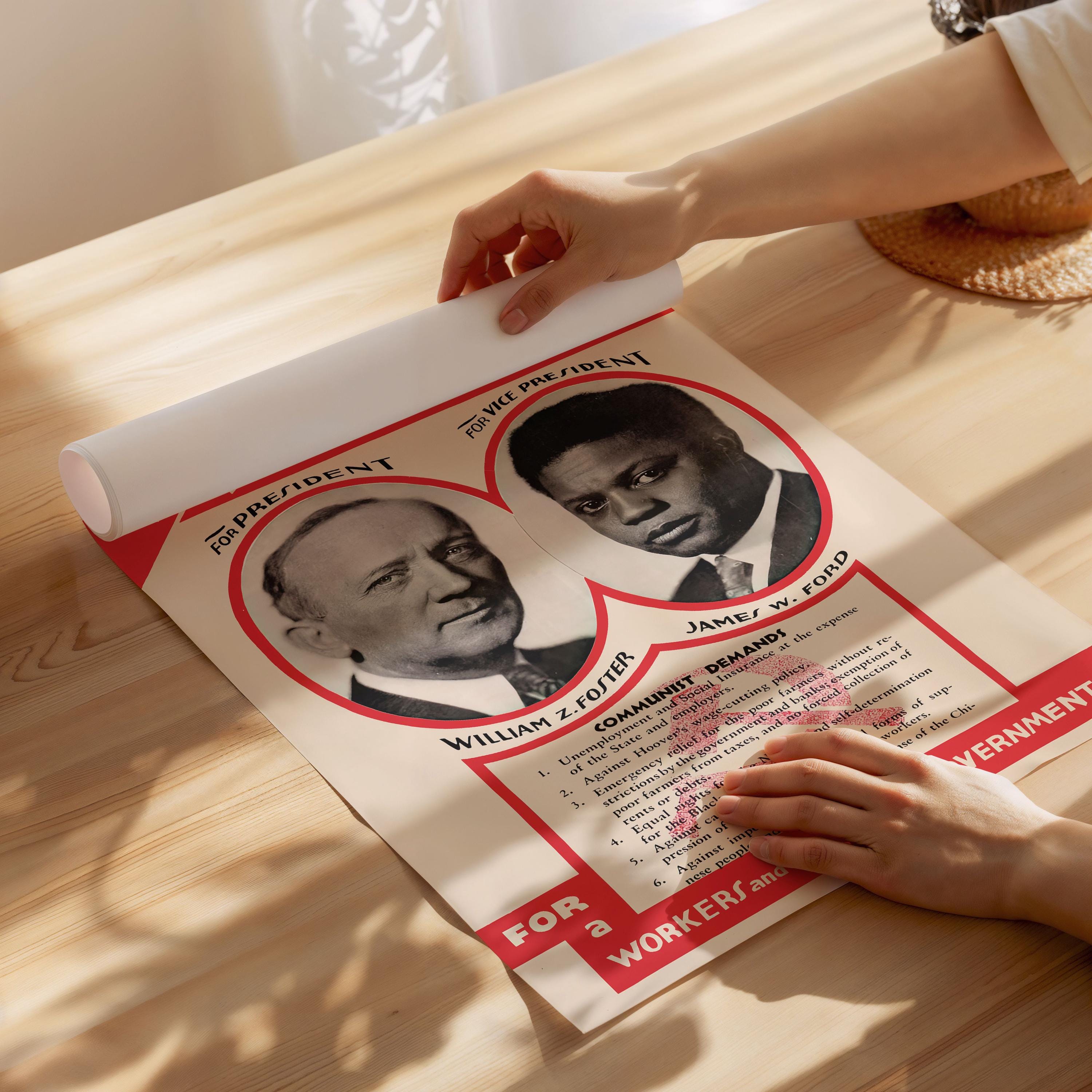 US Communist Party Election Poster, William Foster & James Ford - Etsy