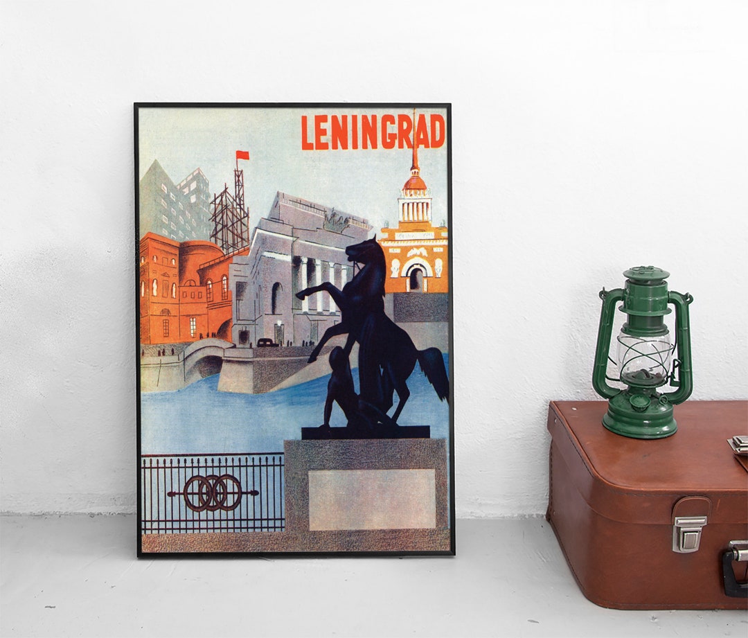 Leningrad 1930s Travel Poster, St Petersburg Russia, Vintage Wall Art ...