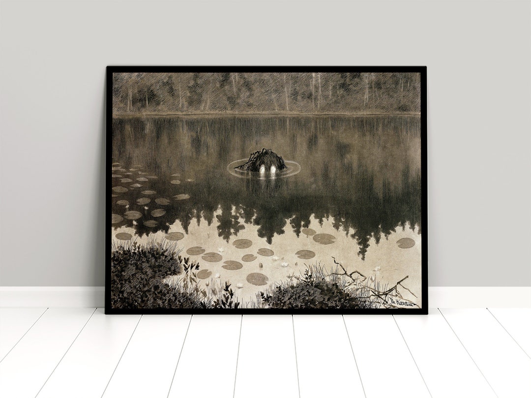 Poster Theodor Kittelsen: "nøkken" (the Water Spirit) (colour Version ...