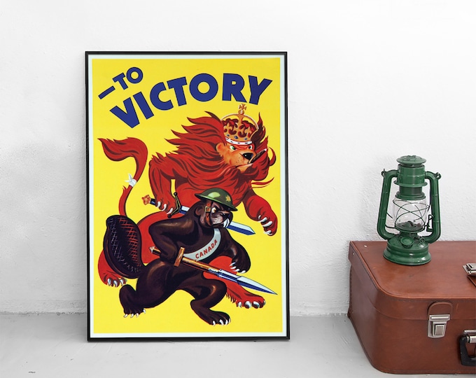 Distressed Wooden Sign 'TO VICTORY! Canada" WW2 Propaganda Sign ...