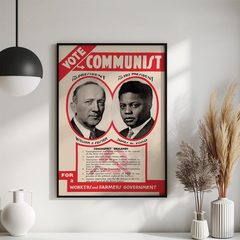 US Communist Party Election Poster, William Foster & James Ford - Etsy