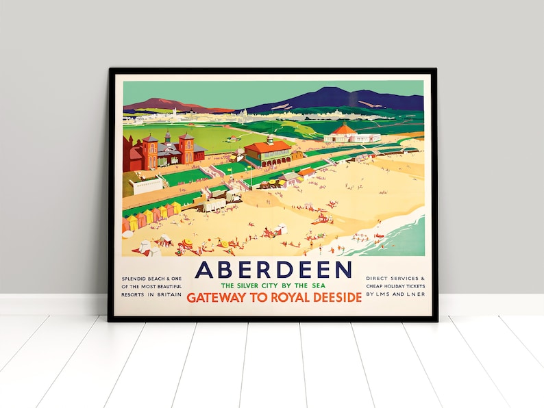 Aberdeen Scotland Travel Poster: "gateway to Royal Deeside" Vintage ...