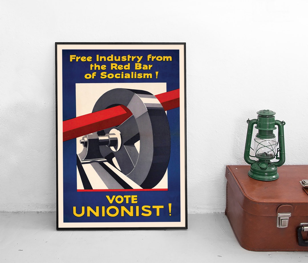 Poster British Conservative Party "free Industry From the Red Bar of ...