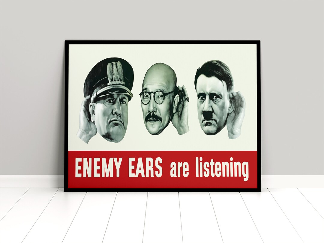 WWII Propaganda Poster: "enemy Ears Are Listening" Vintage Art Print ...