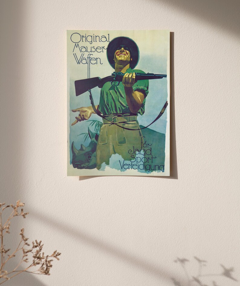 1920s German Advertisement Poster "mauser Rifles for Hunting, Sports ...