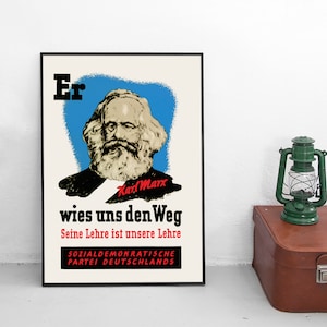 Election Poster 1945 "he Guided Us Along the Way" Karl Marx German ...
