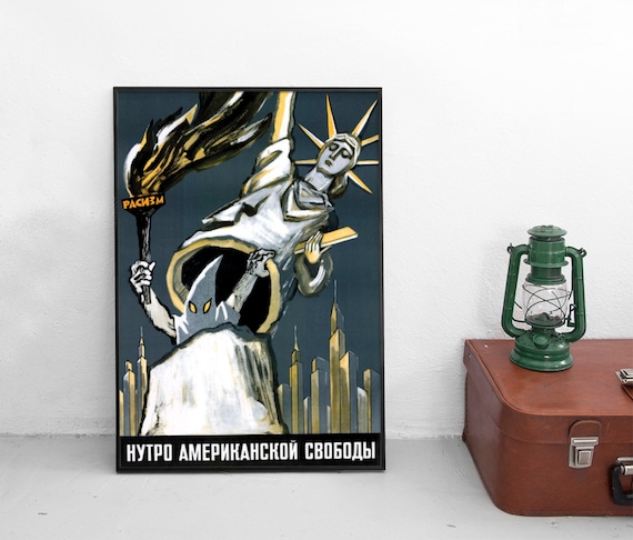 Soviet Propaganda Poster racism. Inside America's | Etsy
