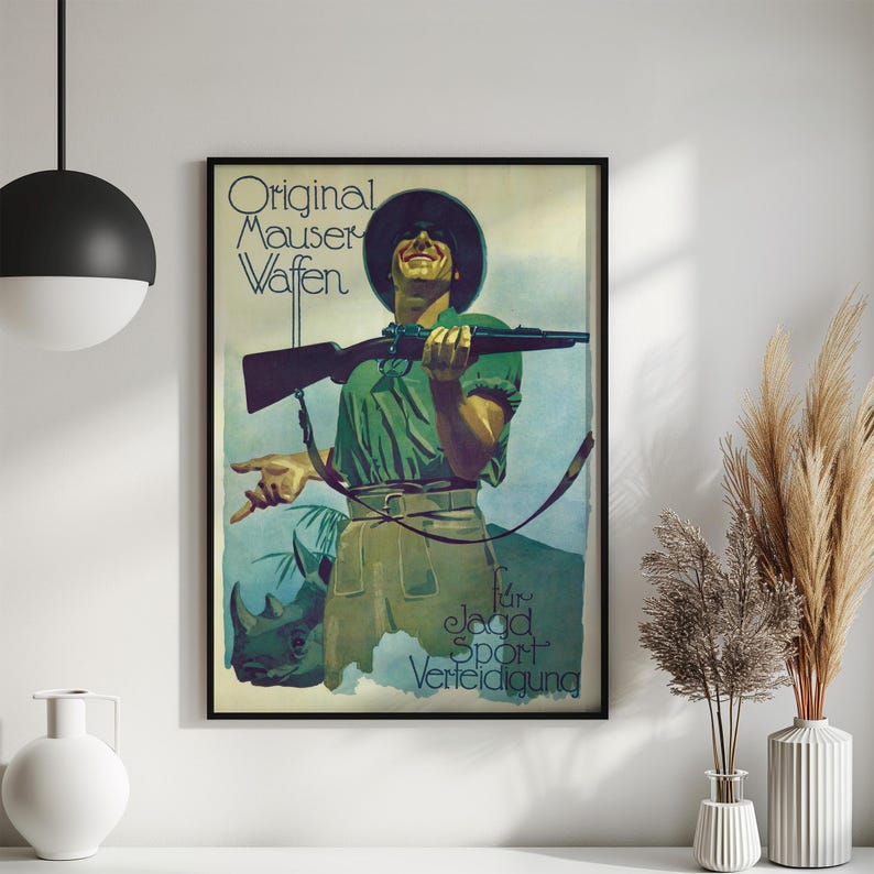 1920s German Advertisement Poster "mauser Rifles for Hunting, Sports ...