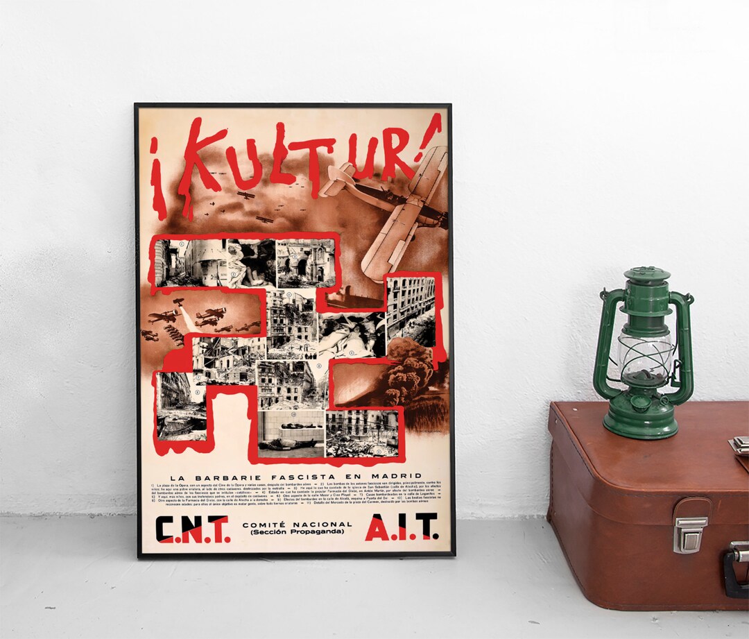 Spanish Civil War Poster kultur the Fascists' Barbarity in Madrid CNT ...