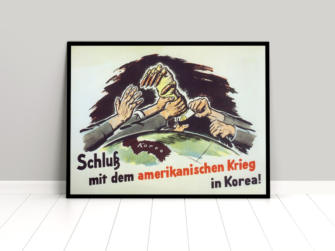 GDR Propaganda Poster: Stop American War in Korea, Vintage Wall Art ...