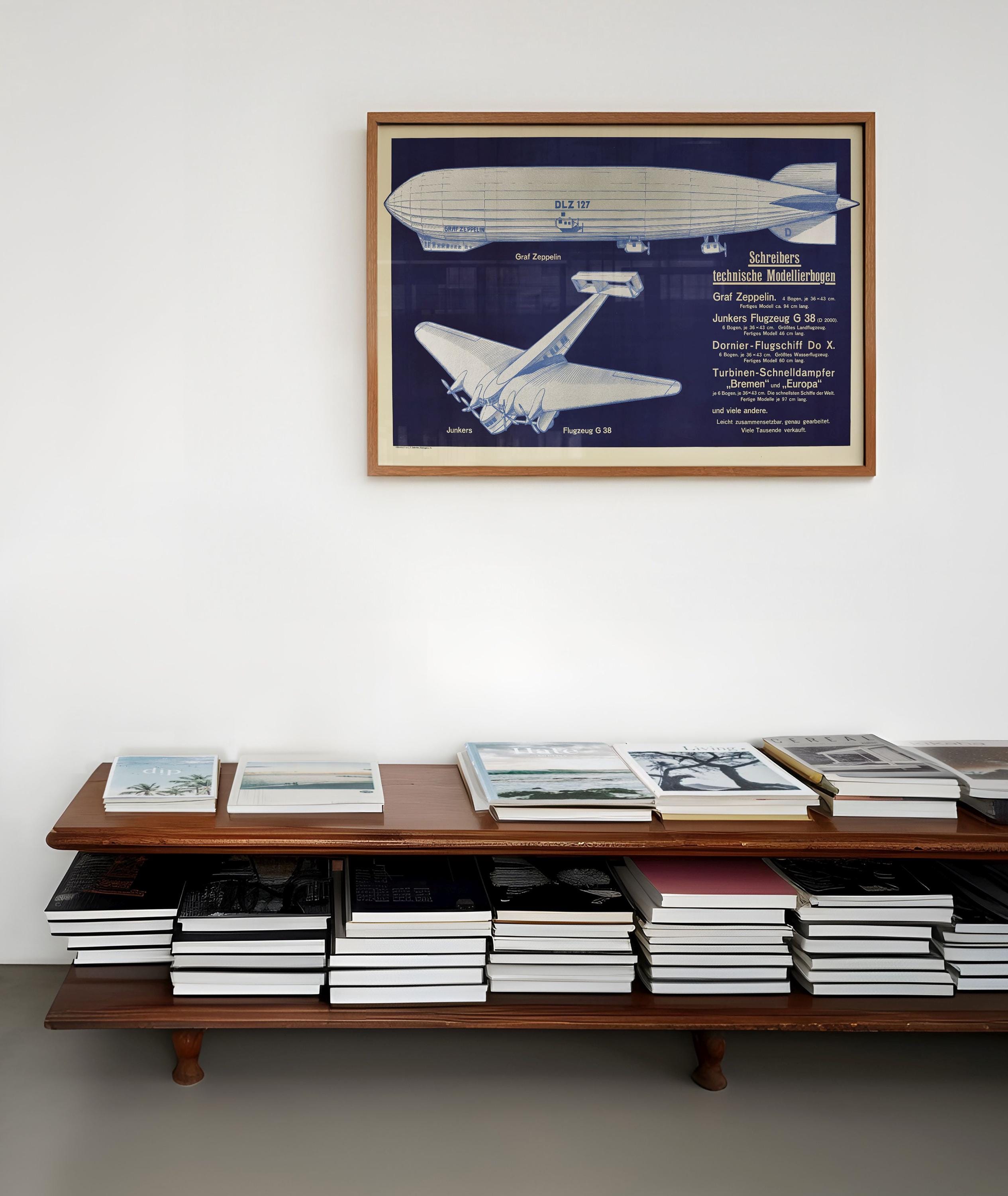 Graf Zeppelin & Junkers G38 Poster: 1920s German Aeroplane Print ...