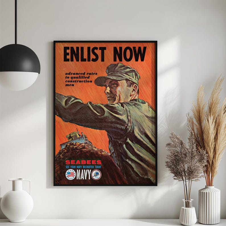 US Navy Seabees Propaganda Poster: Vintage War Art Print - Etsy