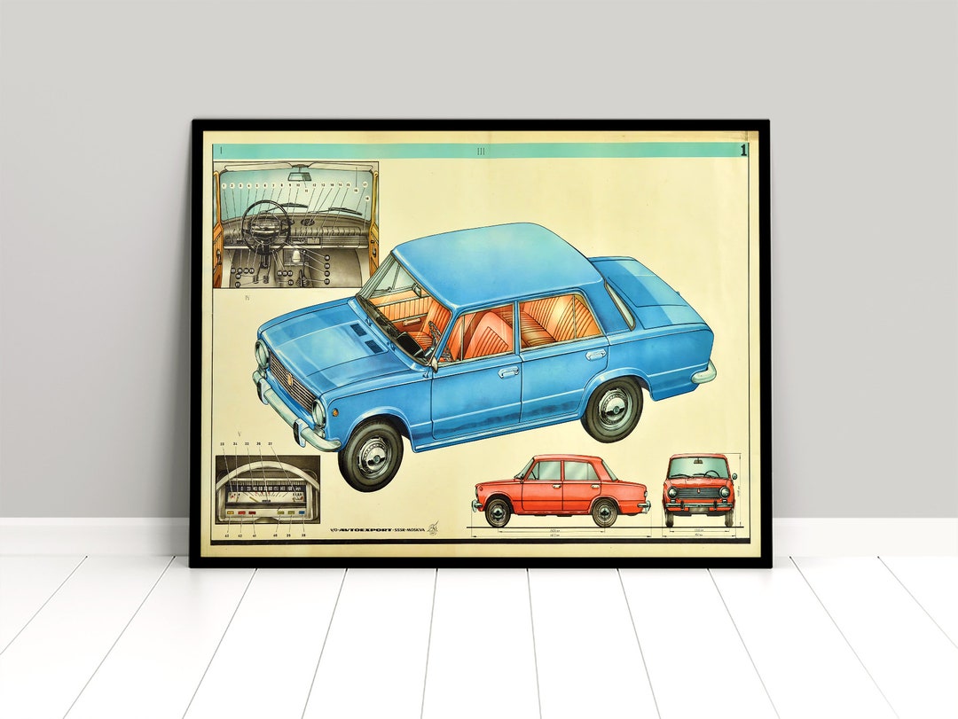 Set of 4: Poster Russian/ Soviet Lada Car Advertisement 1970s Cross ...
