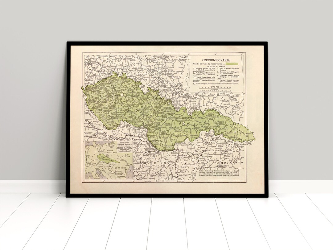 1920s Interwar Map of Czechoslovakia - Etsy