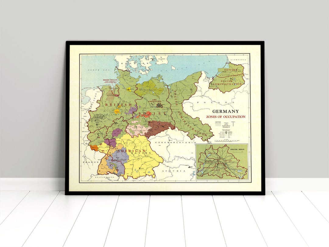 Germany 1946 Occupation Zones Map: Post-wwii Allied Sectors Poster - Etsy