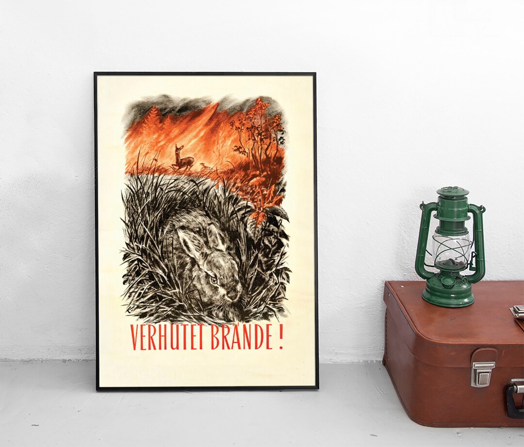German Fire Brigade Poster "prevent [wild] Fires! Print Home Decor Wall ...