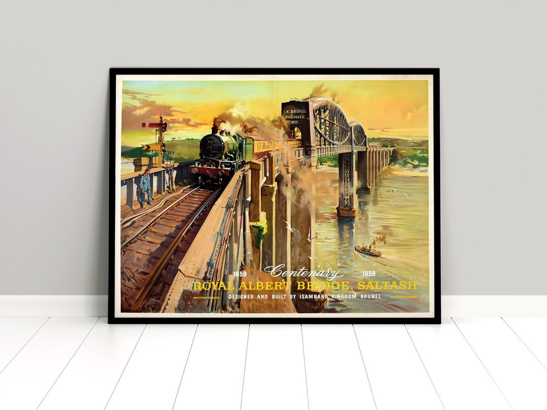 Poster UK "royal Albert Bridge, Saltash" Steam Train. British Railways ...