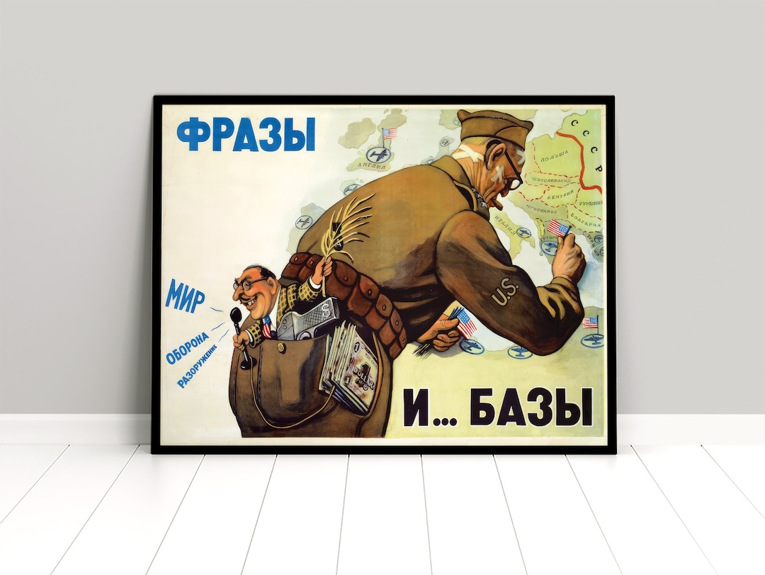 Soviet Propaganda Poster shouting From Back Side: Peace, Defence ...