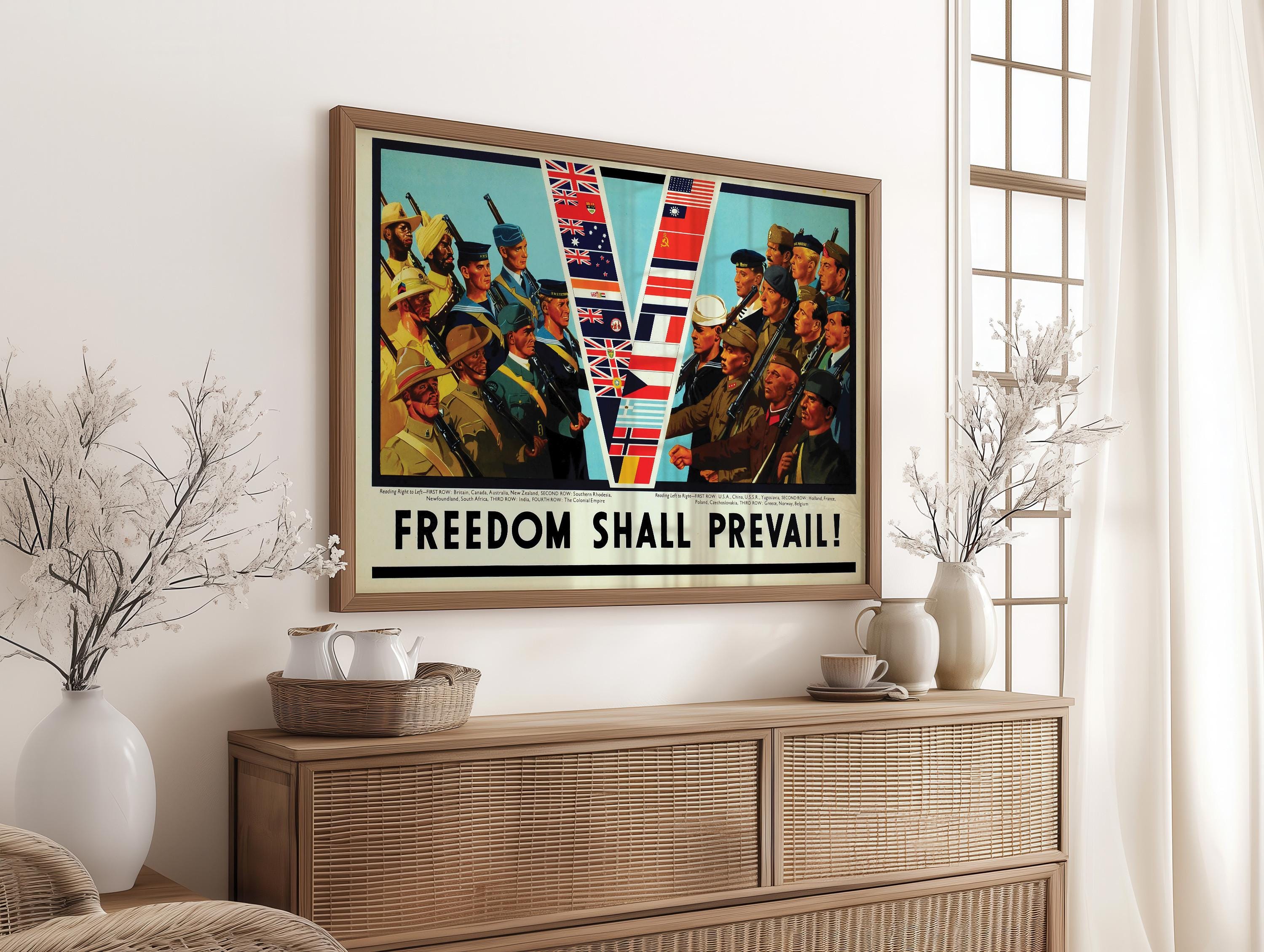 Allied/ Great Britain WWII Poster "freedom Shall Prevail" - Etsy