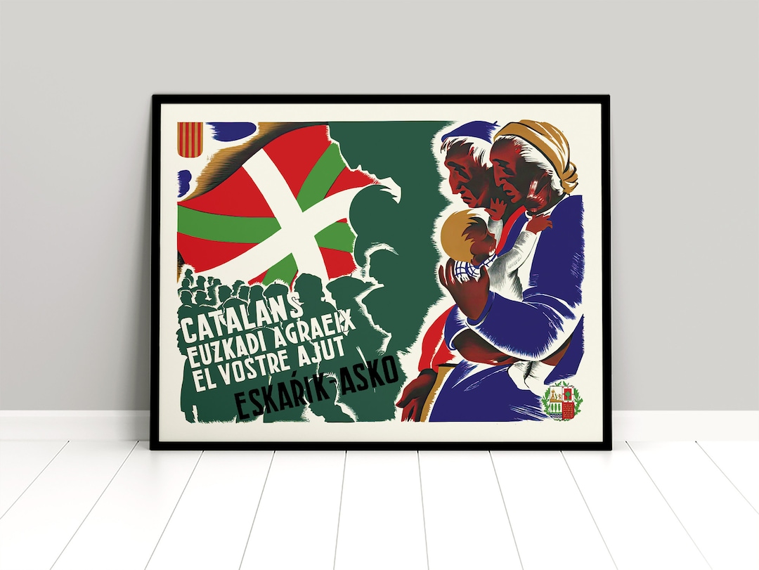 Spanish Civil War Poster: Catalans Thank Basques, Vintage War Art Print ...