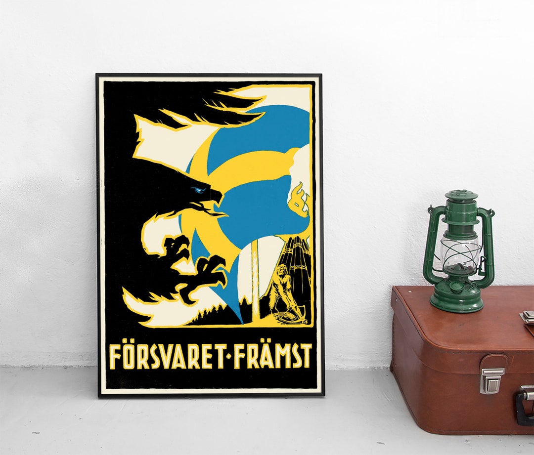 WWI 1914 Propaganda Poster Sweden national Defense War Effort ...