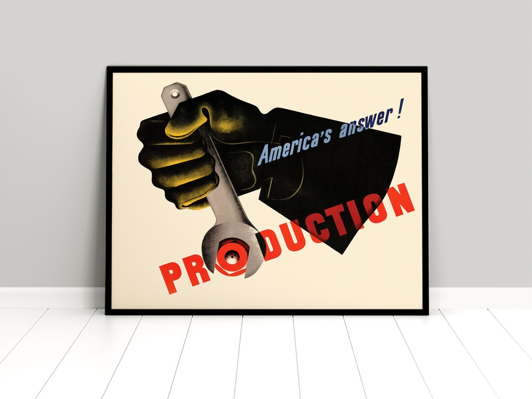 Propaganda Poster USA "america's Answer: Production" US Army War Effort ...