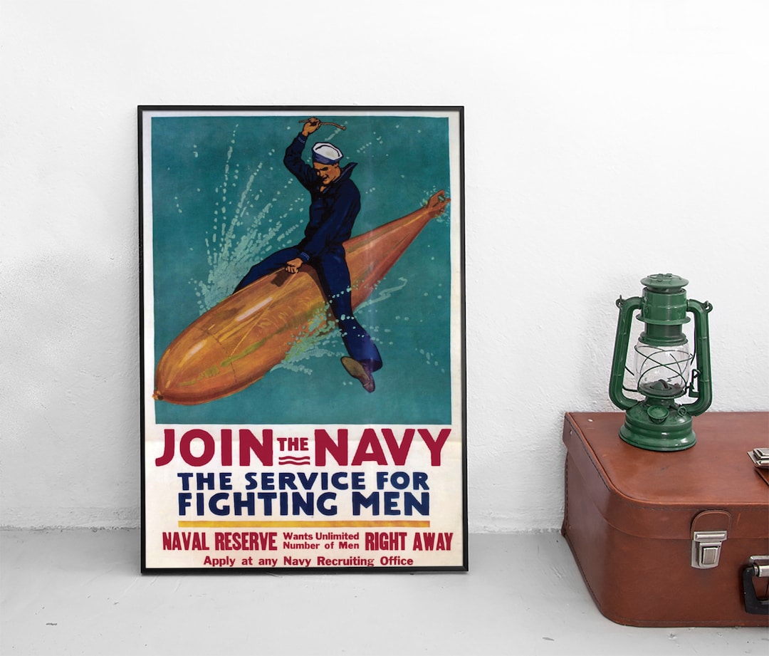 Propaganda Poster USA "join the Navy" US Navy Submarine Torpedo United ...