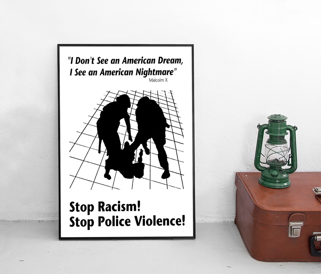 1970s Poster Black Panther Stop Racism Stop Police Violence ...