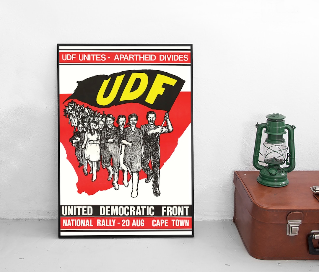 South Africa Political Poster UDF "apartheid Divides" Nelson Mandela ...