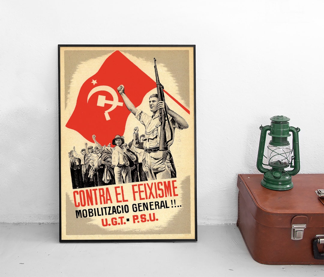 Spanish Civil War Poster: UGT PSU "against Fascism! General ...