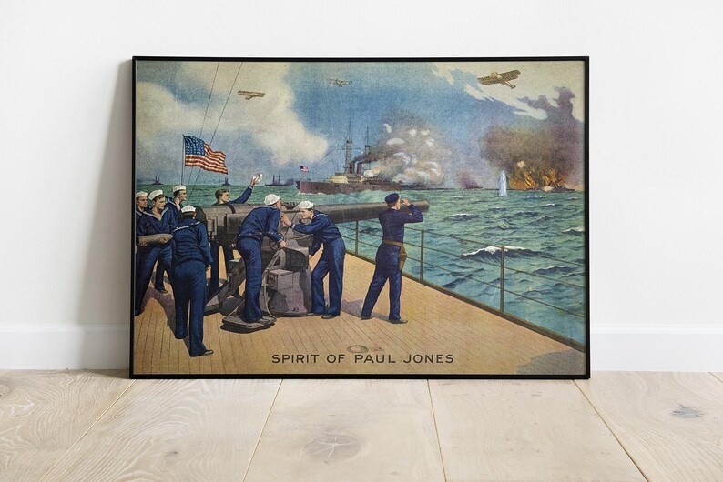 USA WWI Propaganda Poster: "the Spirit of Paul Jones " US Navy ...