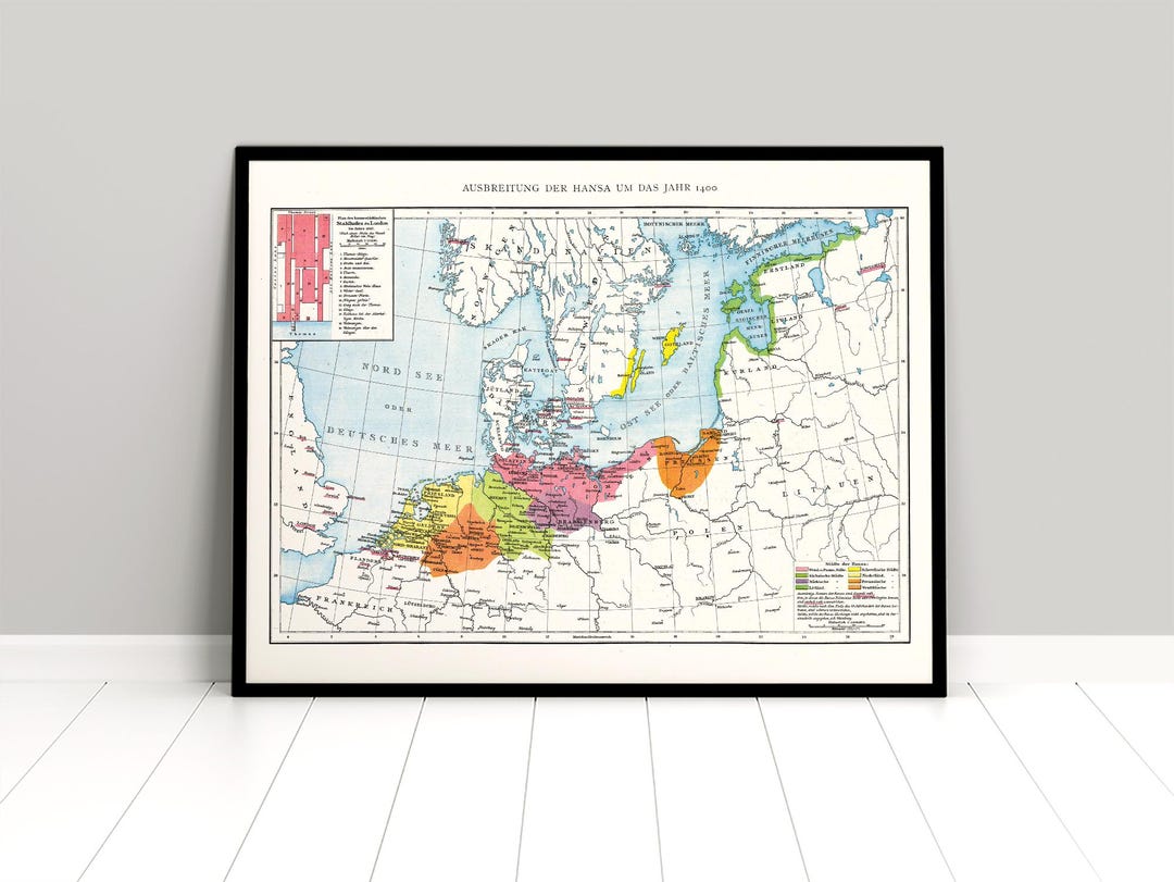 Poster: Map Showing the Expansion of the Hanseatic League in the 15th ...