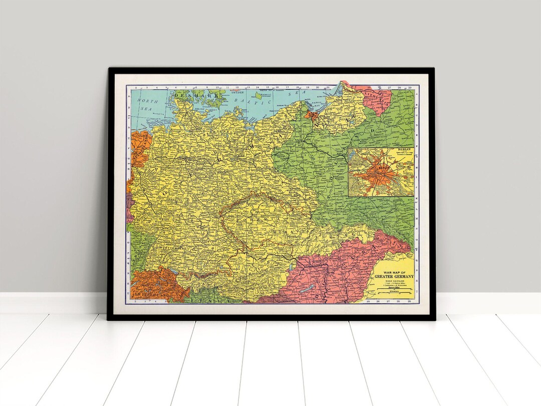 1939 Germany Map Poster: Deutsches Reich Art Wall Print - Etsy