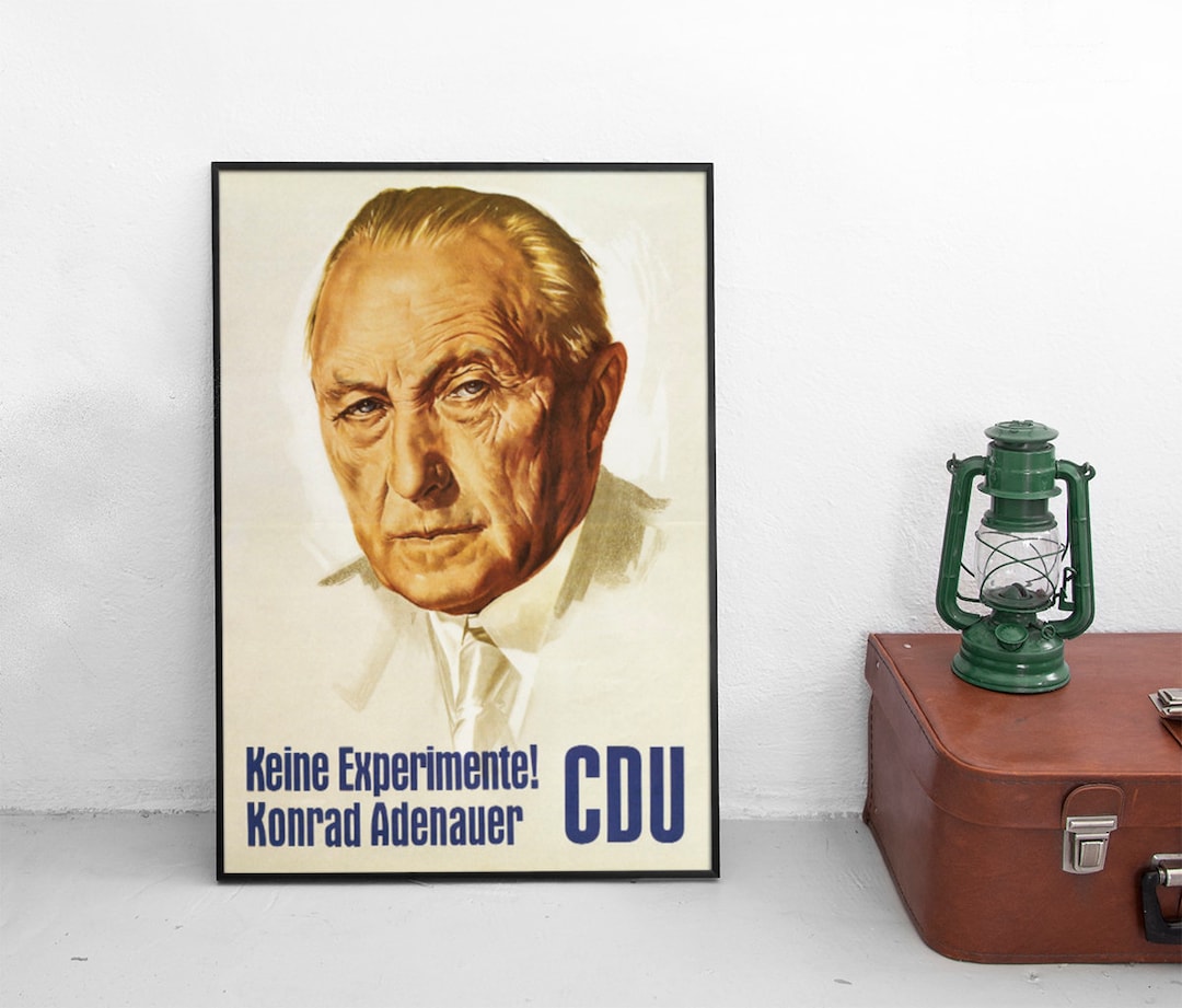 German CDU Election Poster 1950s "no Experiments" Konrad Adenauer - Etsy