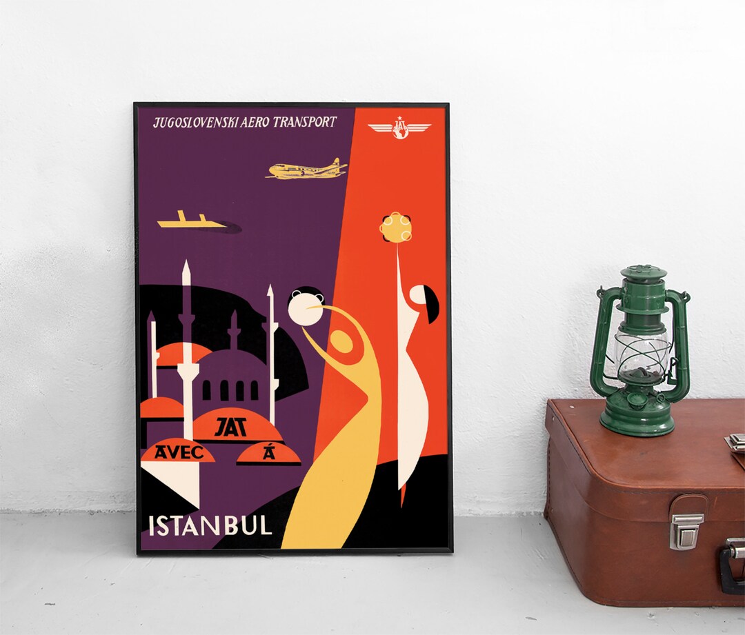 Travel Poster jat Yugoslav Airlines: Istanbul - Etsy