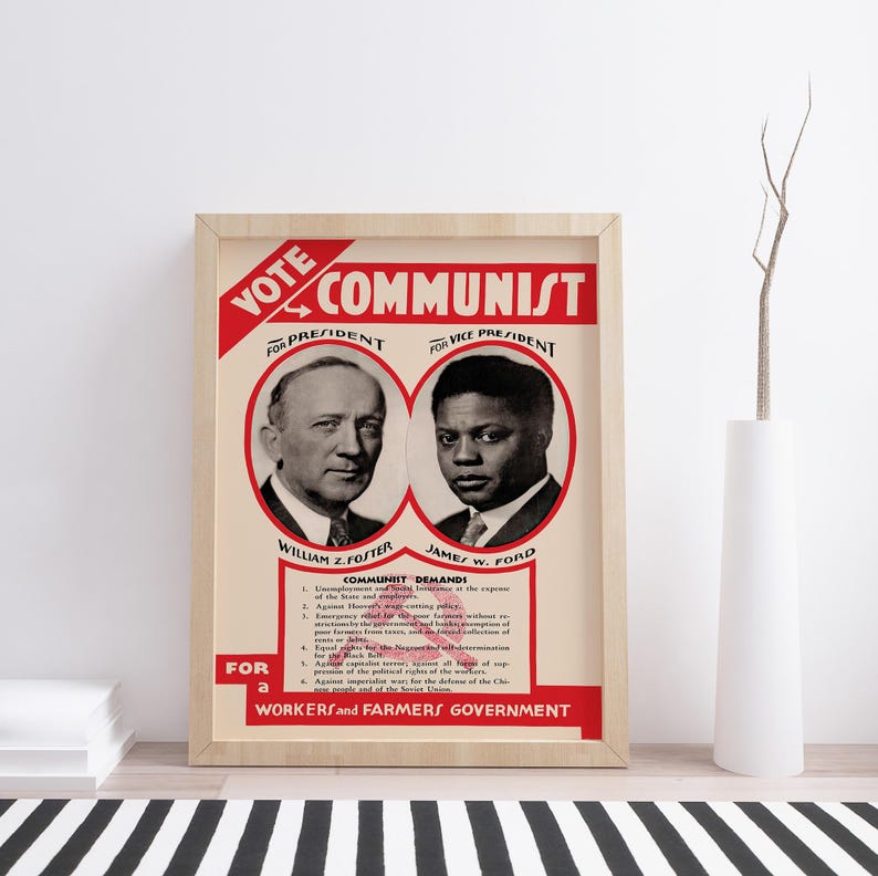 US Communist Party Election Poster, William Foster & James Ford - Etsy