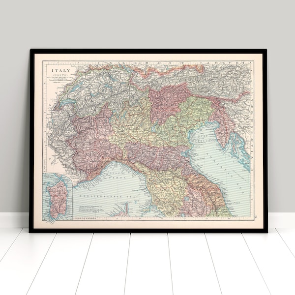 Map of Northern Italy - Etsy