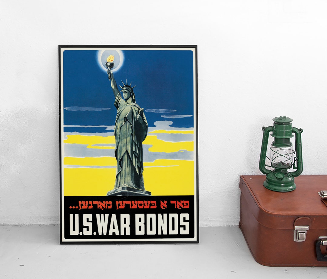 Statue of Liberty WWII Poster: US War Bonds, Yiddish Hebrew Print - Etsy UK