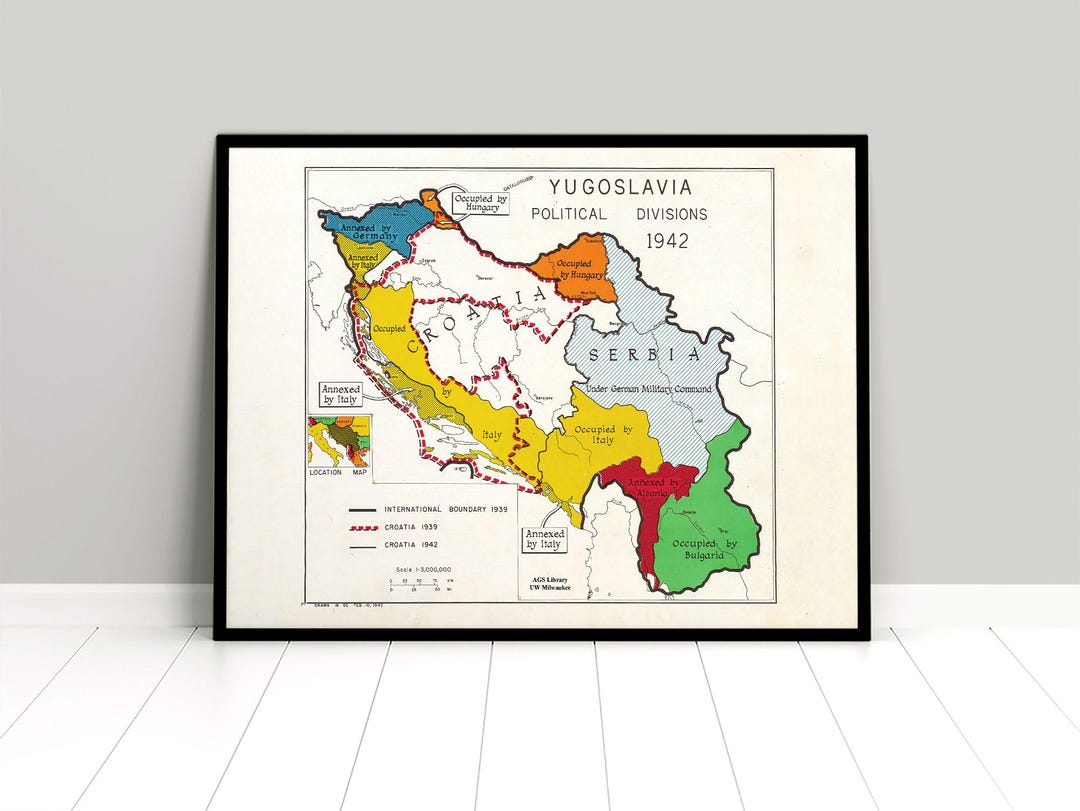 1942 Yugoslavia Map: Ethnic Groups, Balkan WWII History Poster - Etsy